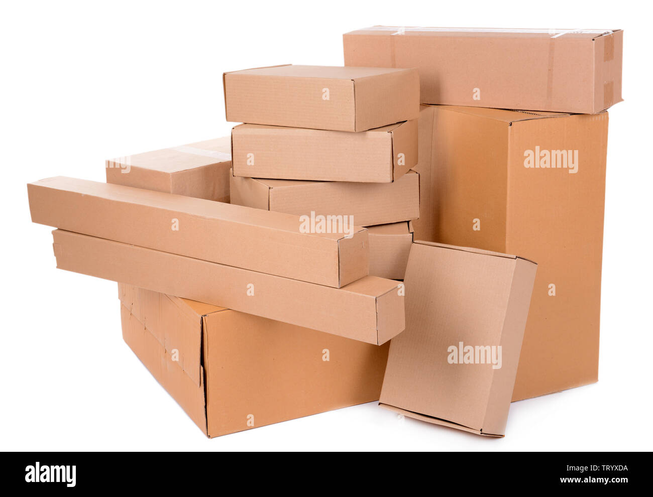 Different cardboard boxes isolated on white Stock Photo - Alamy