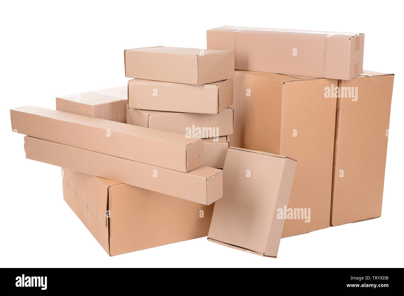 Different cardboard boxes isolated on white Stock Photo - Alamy