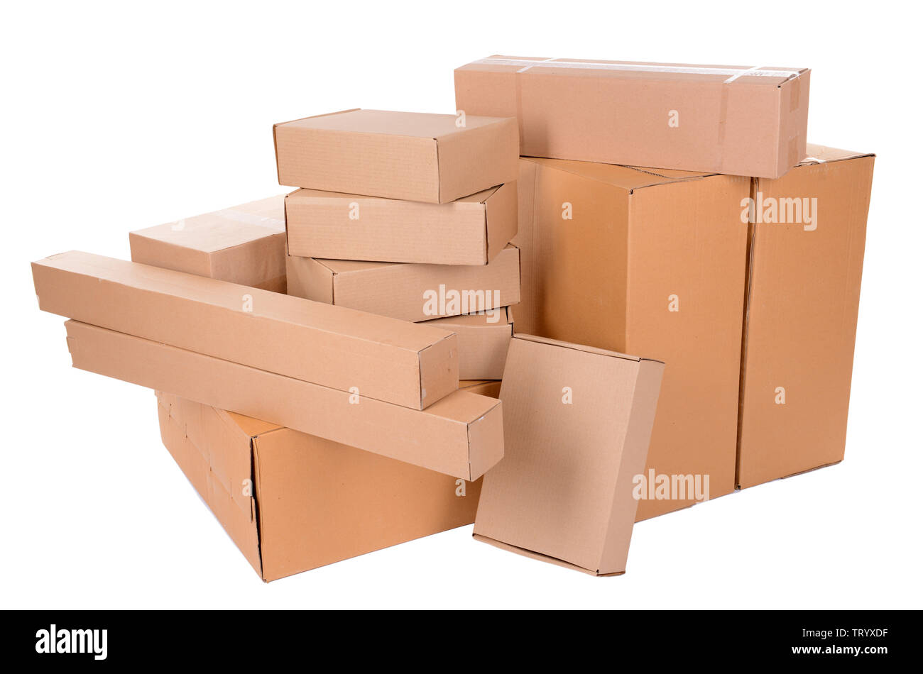 Different cardboard boxes isolated on white Stock Photo - Alamy
