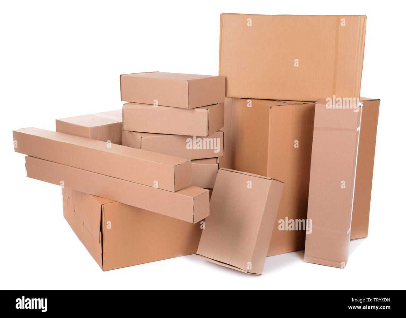 Different cardboard boxes isolated on white Stock Photo - Alamy