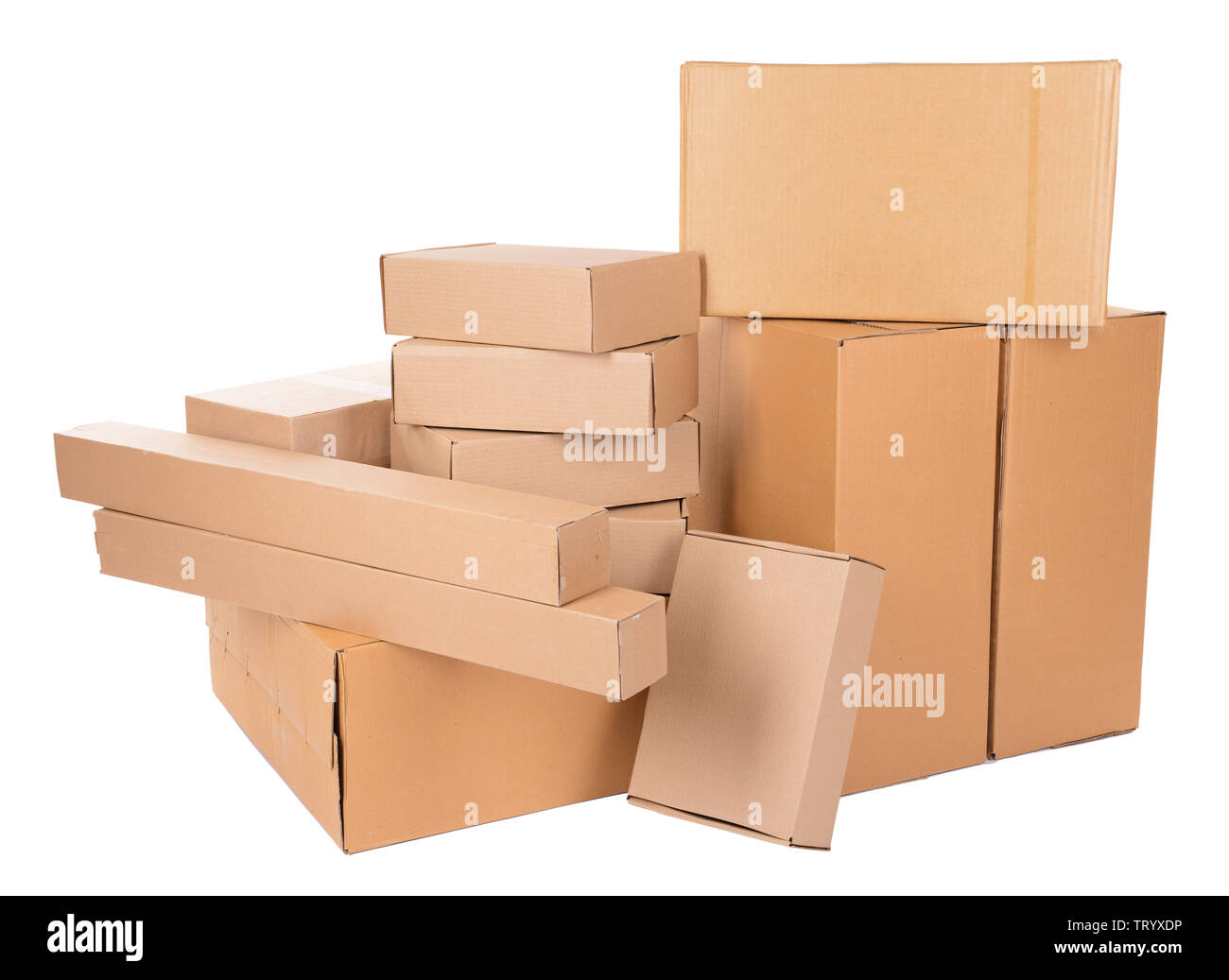 Different cardboard boxes isolated on white Stock Photo - Alamy