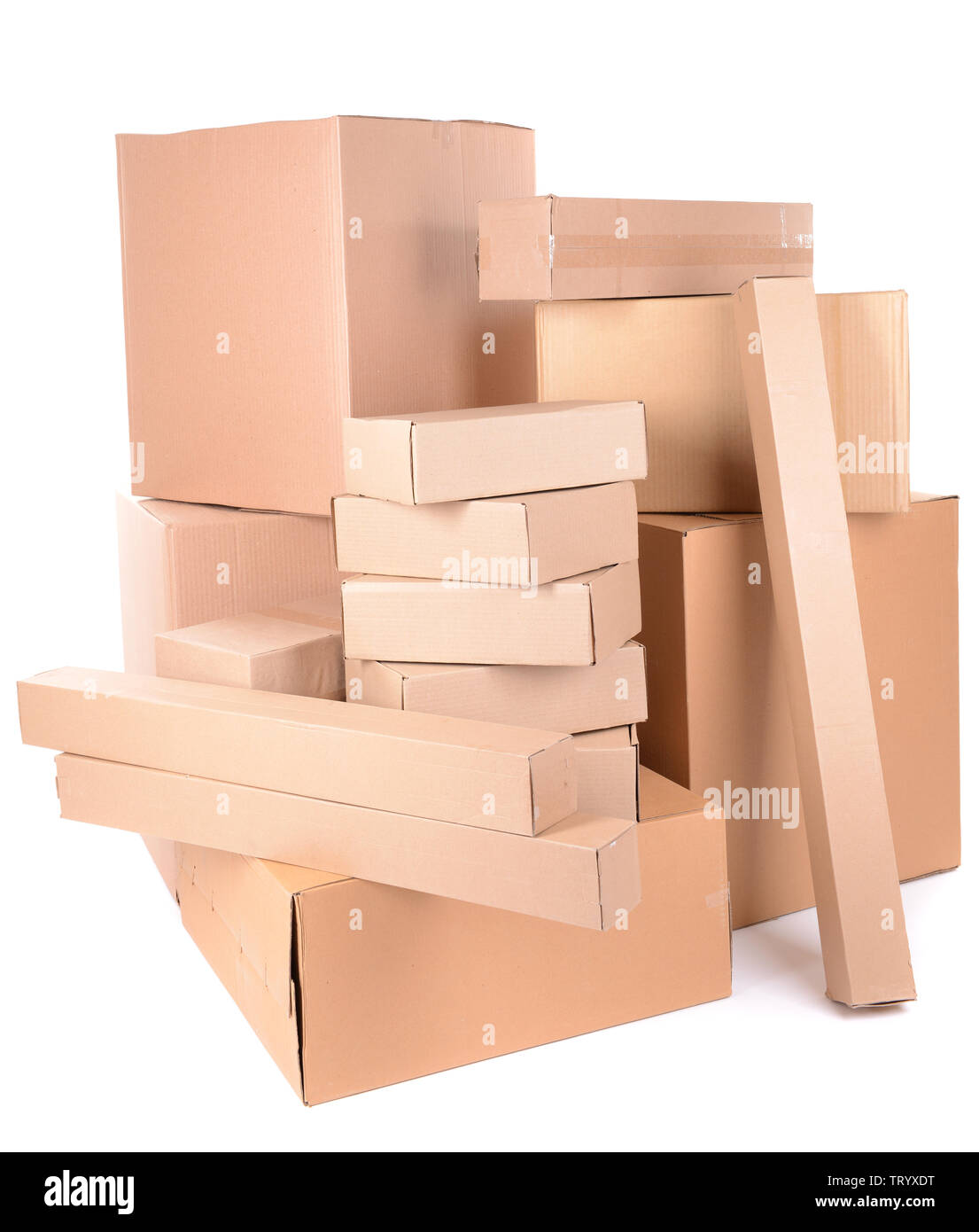 Different cardboard boxes isolated on white Stock Photo - Alamy