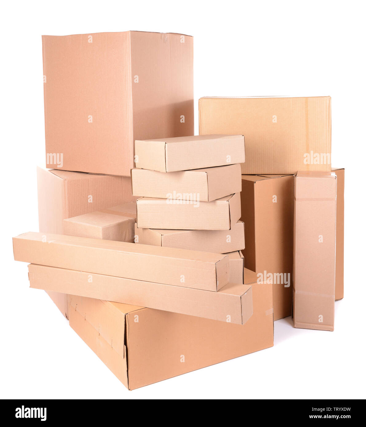 Different cardboard boxes isolated on white Stock Photo - Alamy