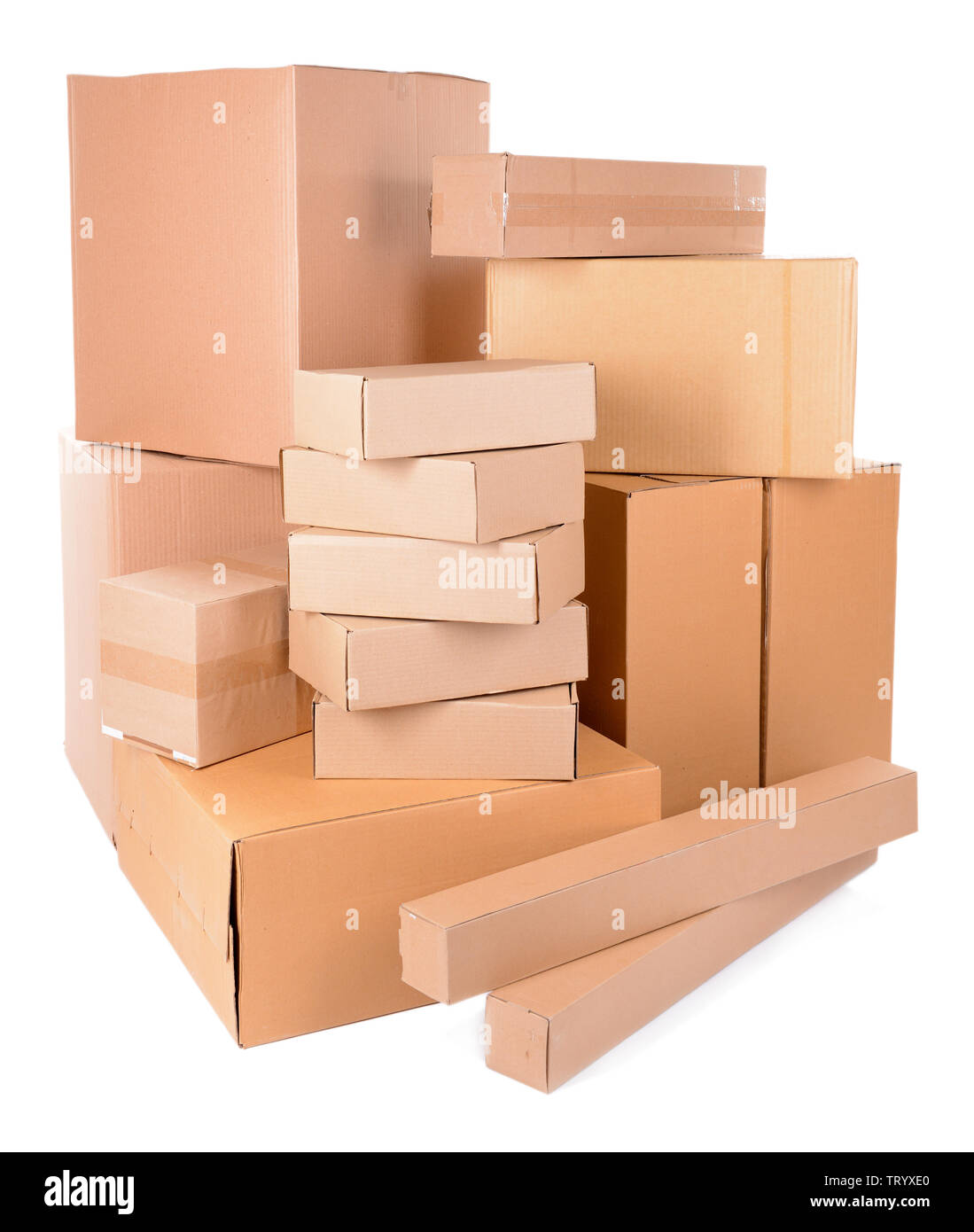 Different cardboard boxes isolated on white Stock Photo - Alamy