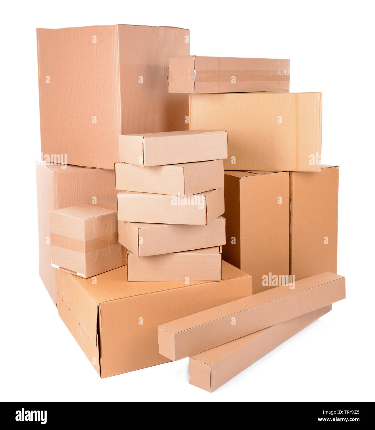 Different cardboard boxes isolated on white Stock Photo - Alamy