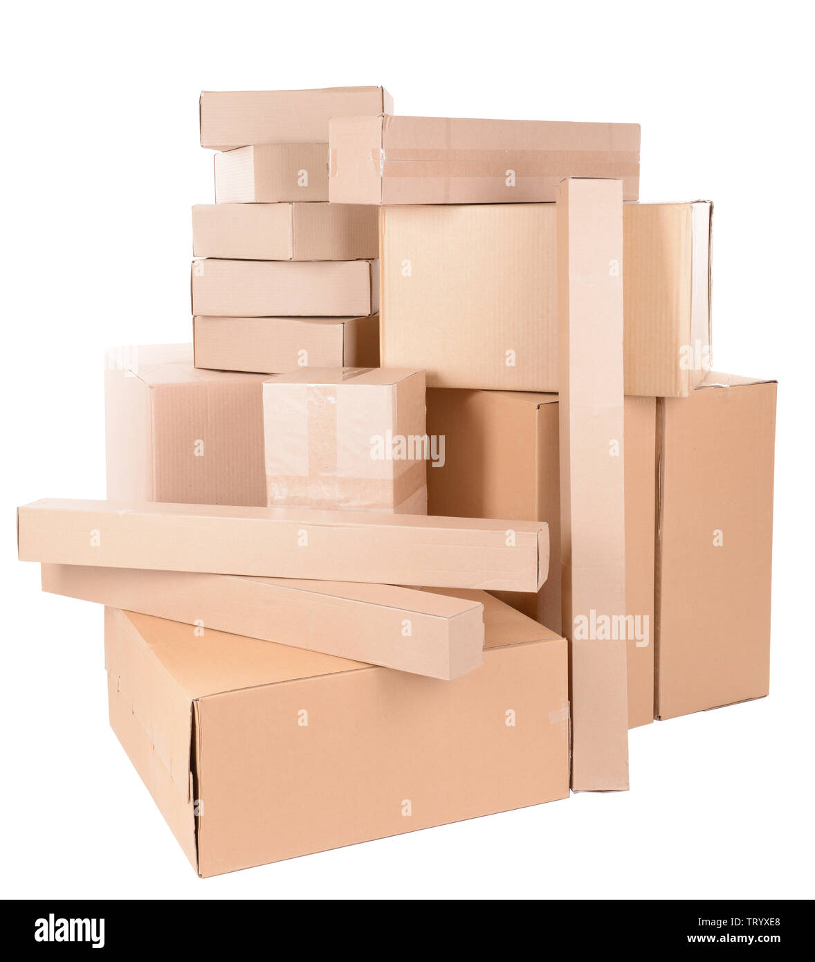 Different cardboard boxes isolated on white Stock Photo - Alamy