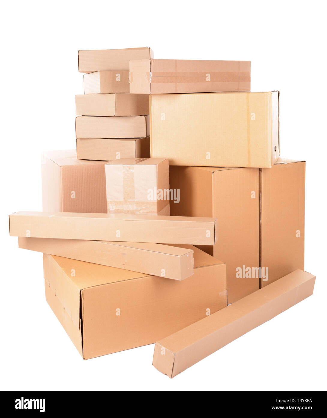 Different cardboard boxes isolated on white Stock Photo - Alamy