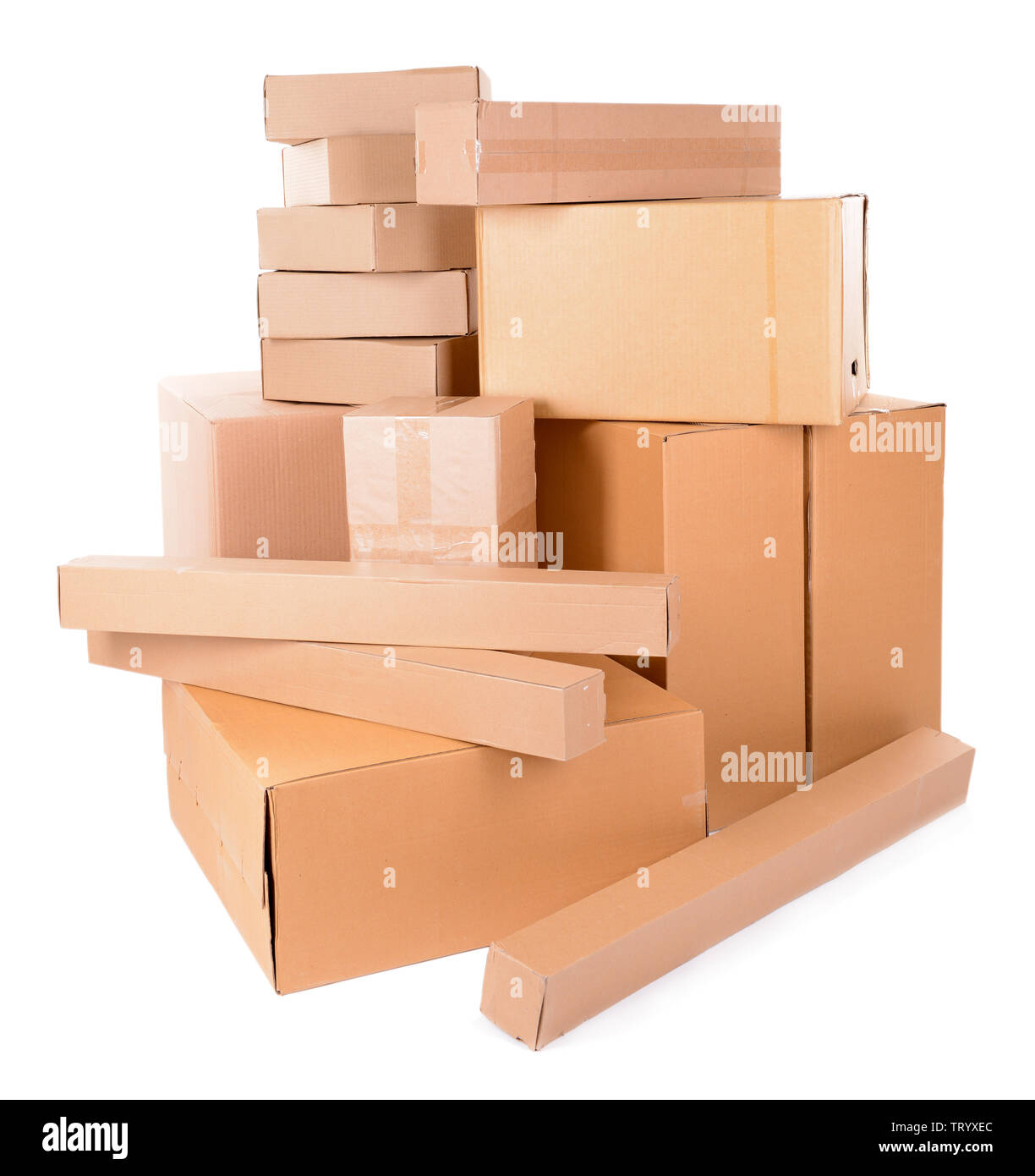 Different cardboard boxes isolated on white Stock Photo - Alamy