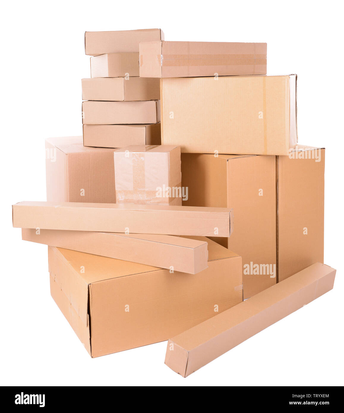 Different cardboard boxes isolated on white Stock Photo - Alamy