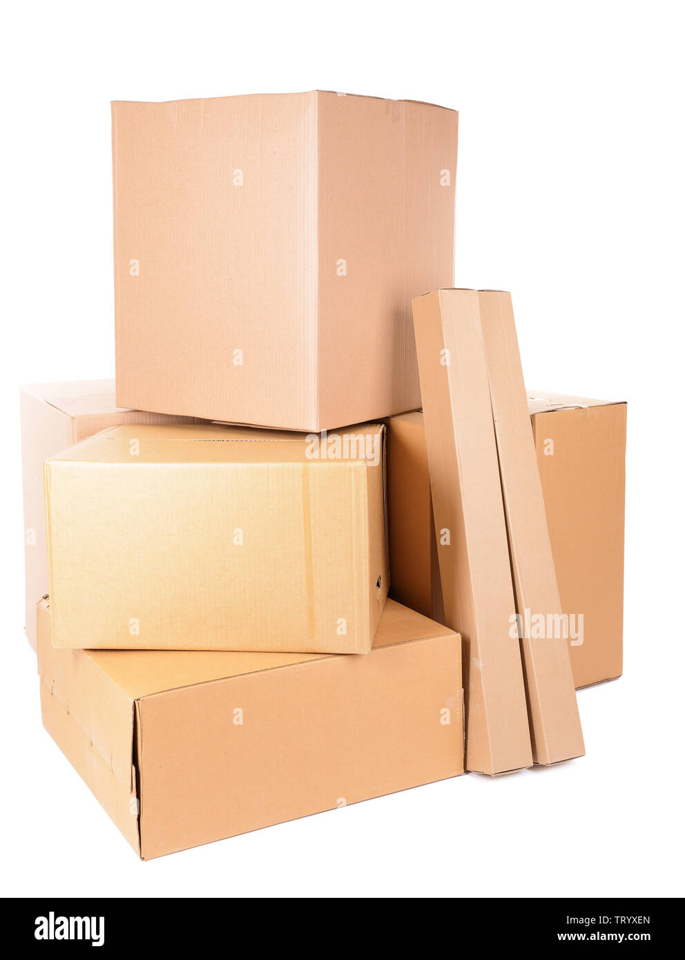 Different cardboard boxes isolated on white Stock Photo - Alamy