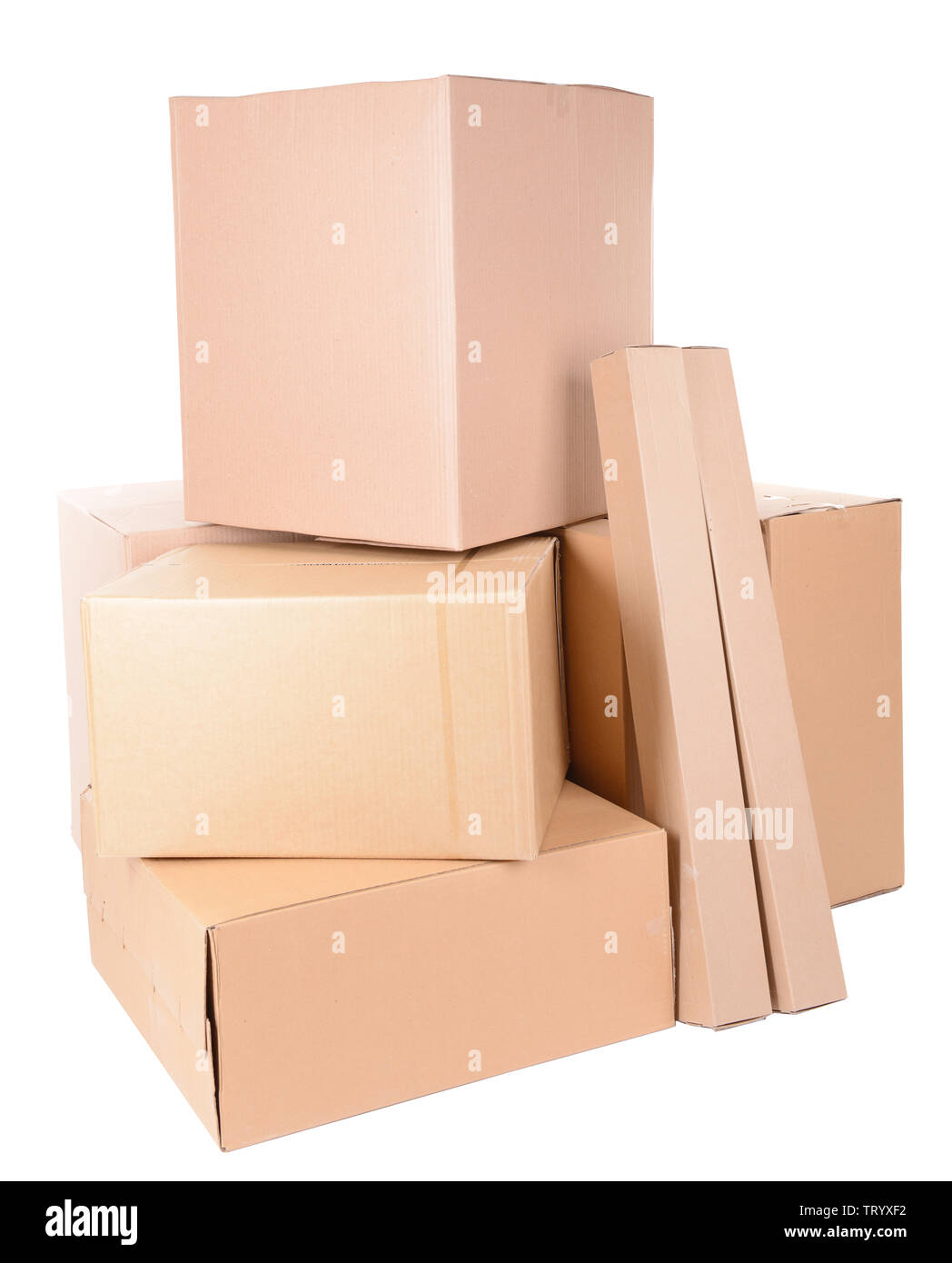 Different cardboard boxes isolated on white Stock Photo - Alamy