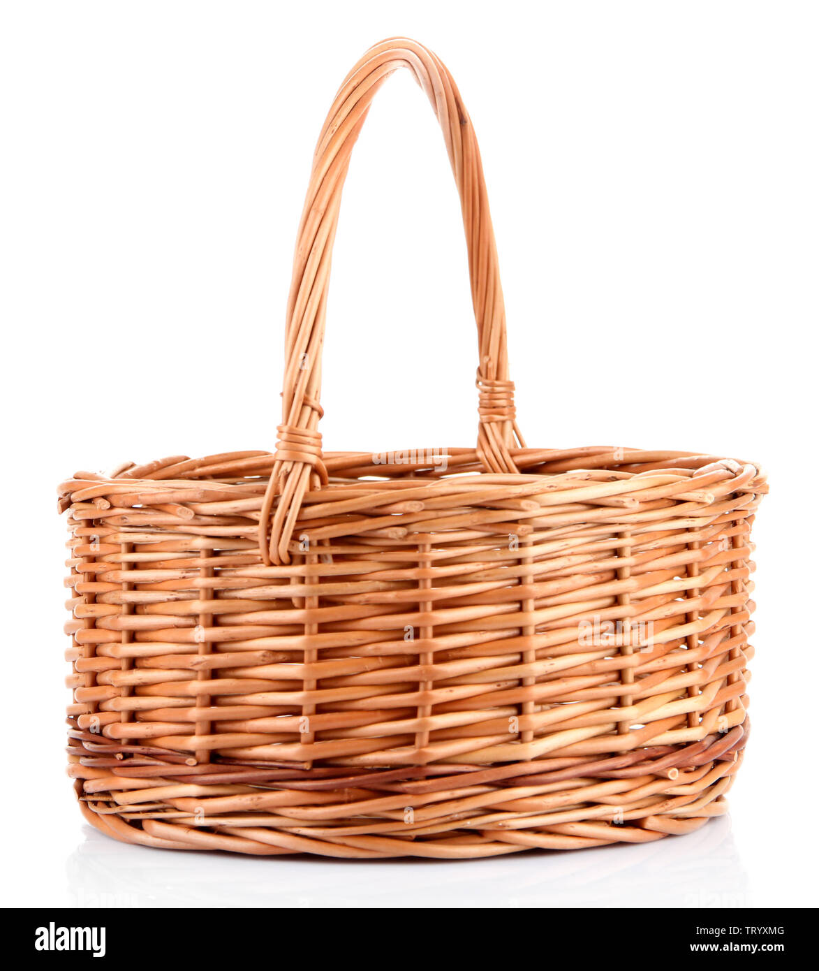 Empty wicker basket, isolated on white Stock Photo - Alamy