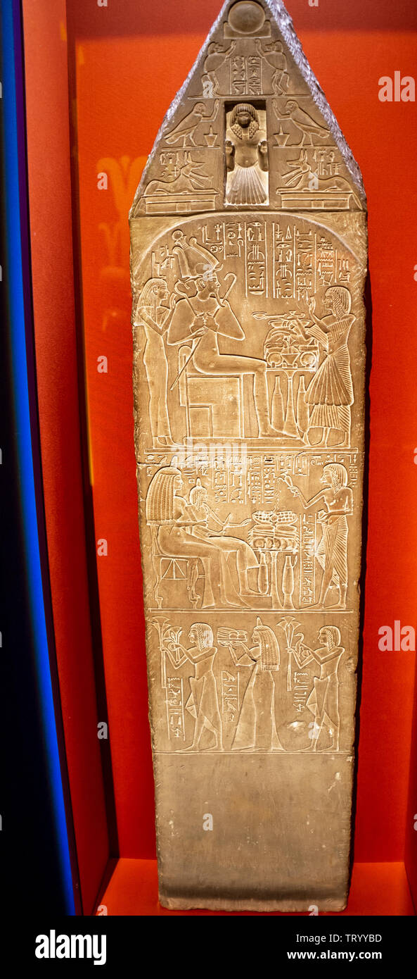 Egyptian stela with hieroglyphs in a museum Stock Photo - Alamy