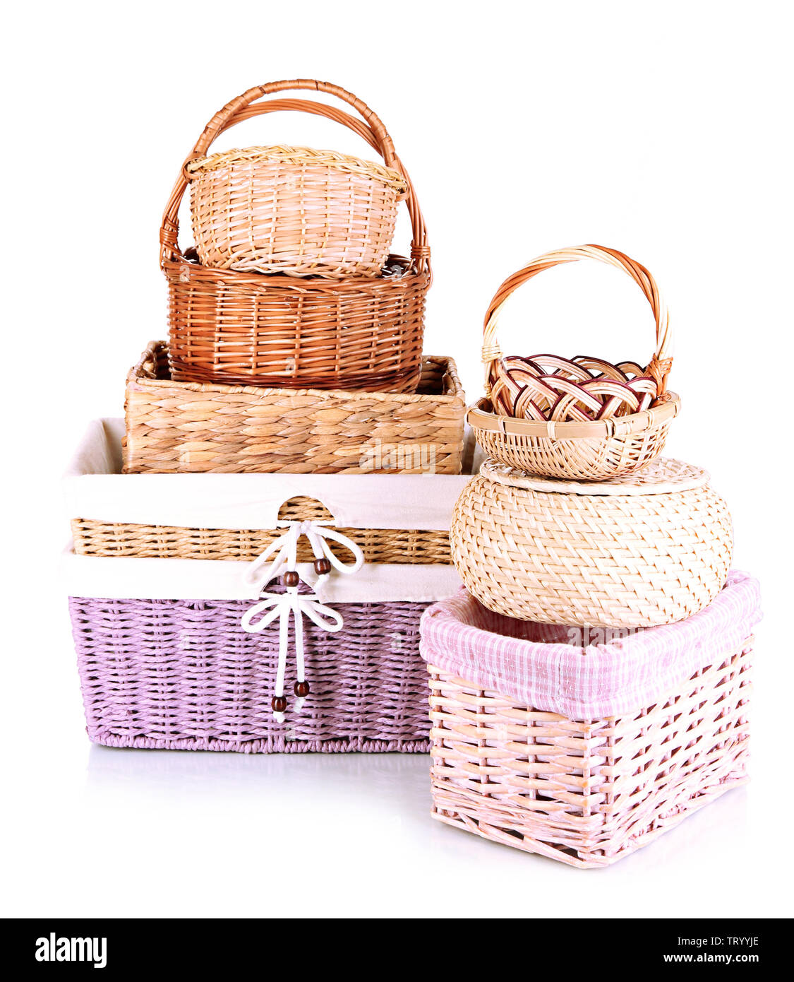 Many different baskets isolated on white Stock Photo - Alamy