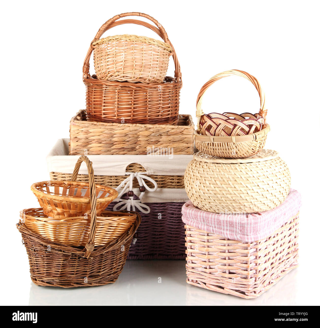 Many different baskets isolated on white Stock Photo - Alamy