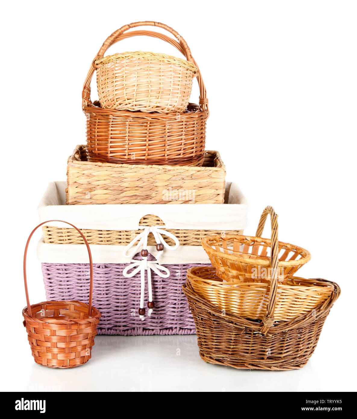 Many different baskets isolated on white Stock Photo - Alamy