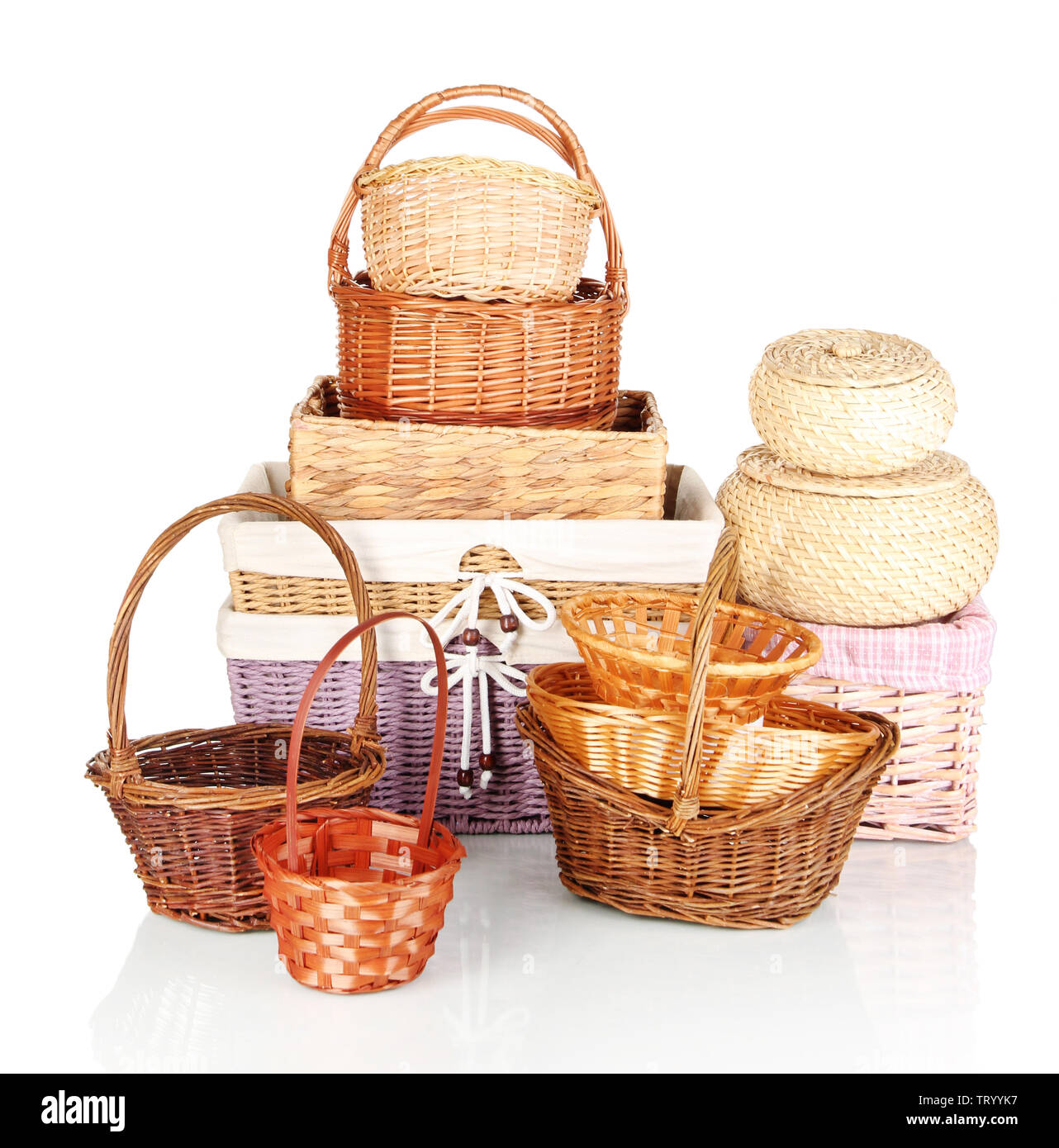Many different baskets isolated on white Stock Photo - Alamy