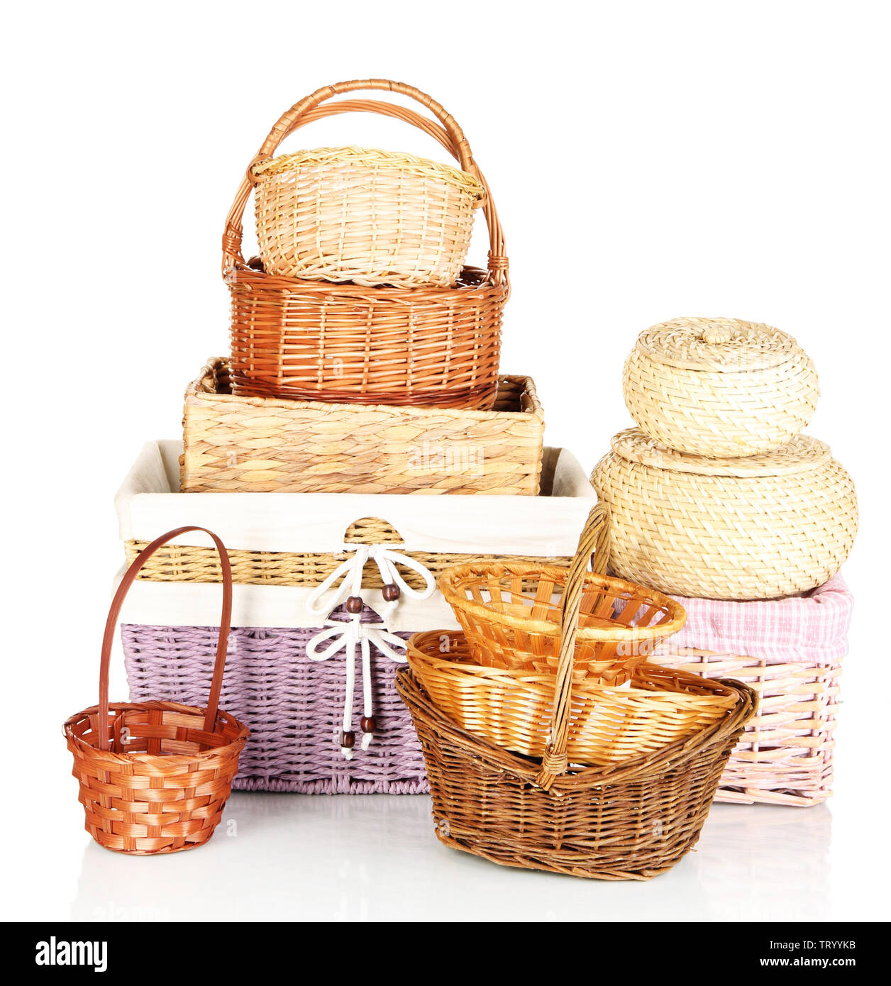 Many different baskets isolated on white Stock Photo - Alamy