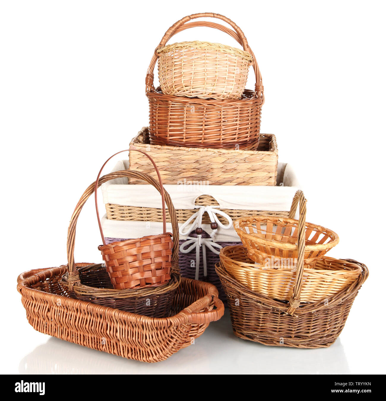 Many different baskets isolated on white Stock Photo - Alamy