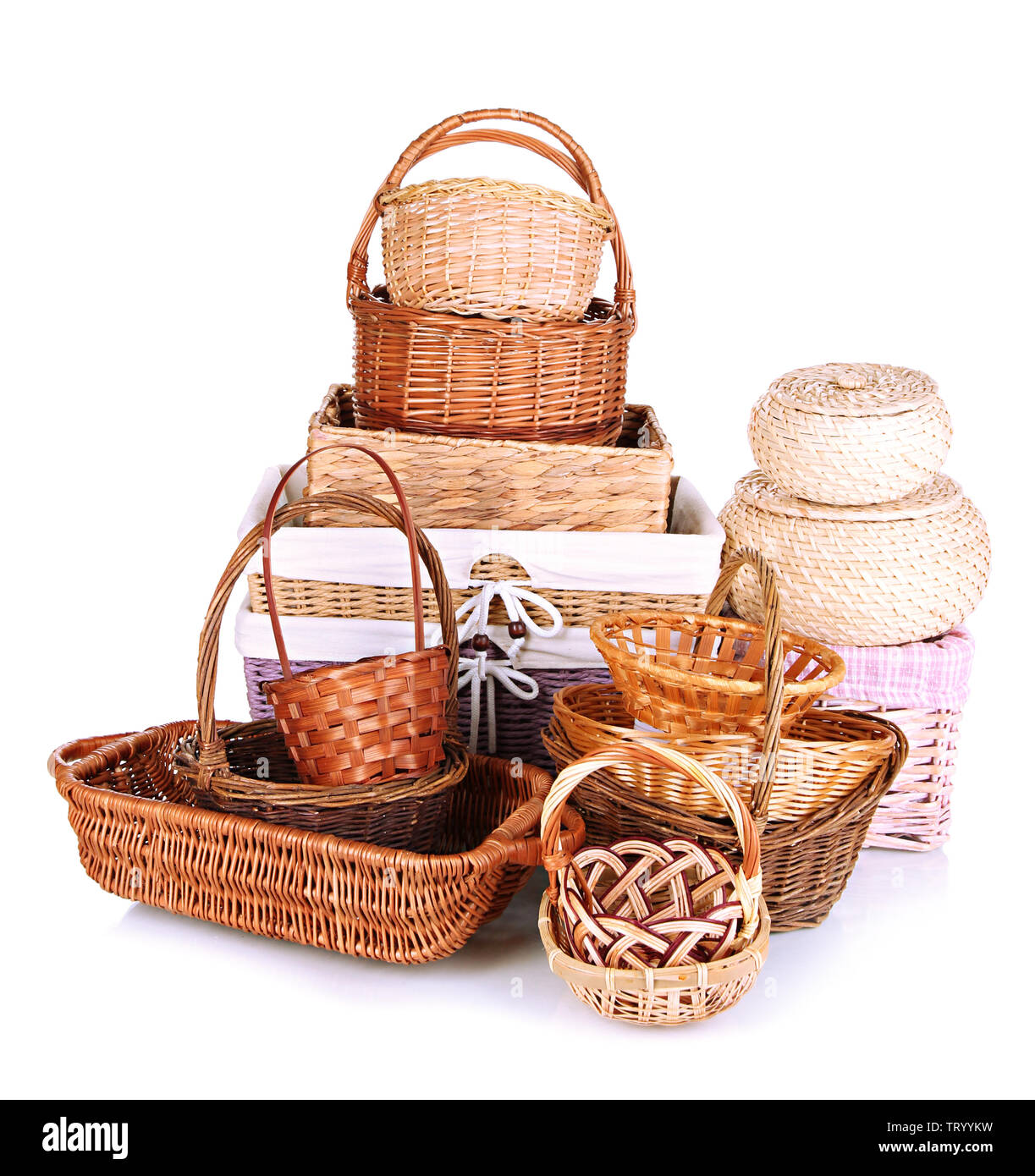 Many different baskets isolated on white Stock Photo - Alamy