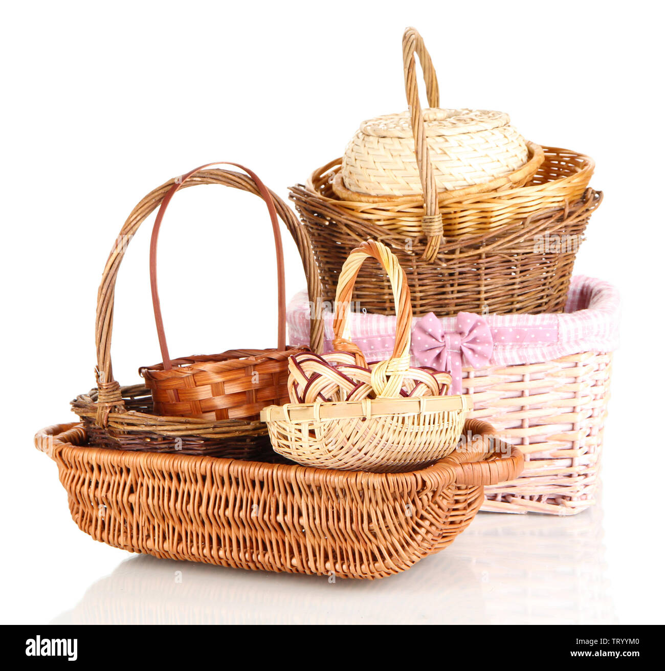 Many different baskets isolated on white Stock Photo - Alamy