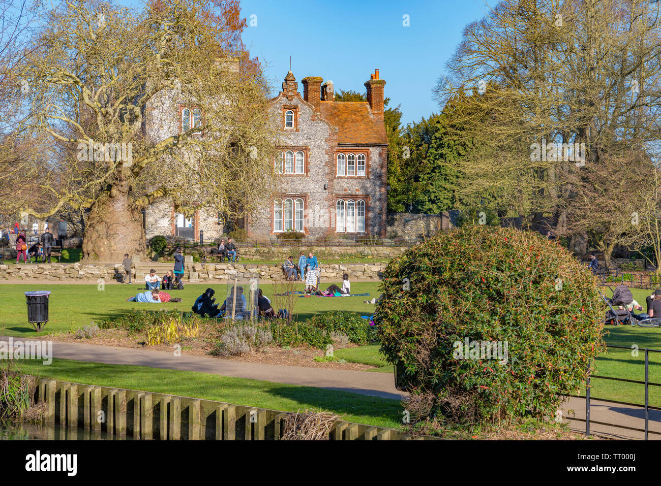 CANTERBURY, UNITED KINGDOM - FEBRUARY 23: Scenery of the Riverside park ...