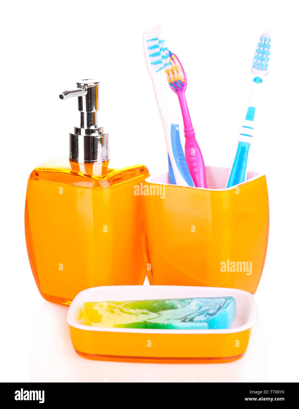 Bathroom set isolated on white Stock Photo - Alamy