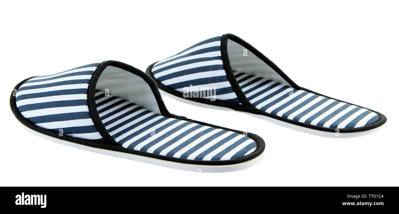 Striped slippers isolated on white Stock Photo - Alamy
