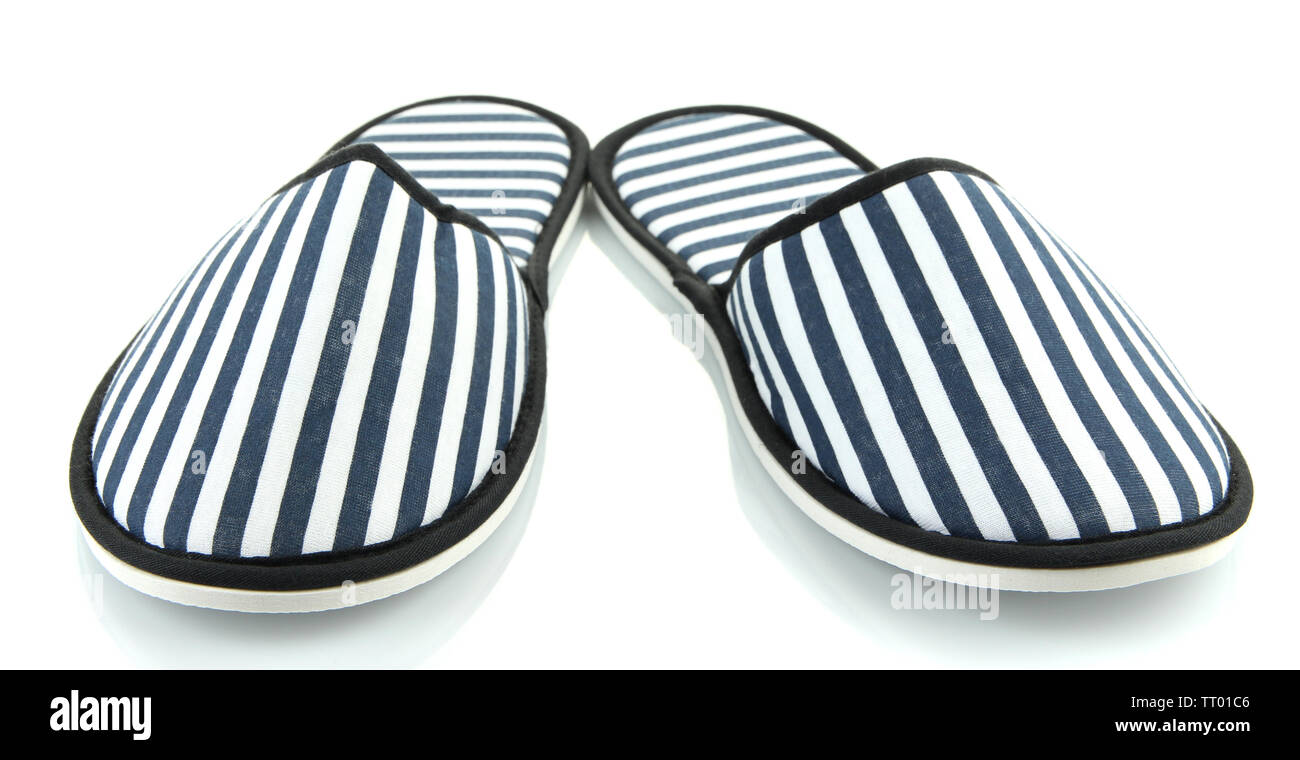 Striped slippers isolated on white Stock Photo - Alamy