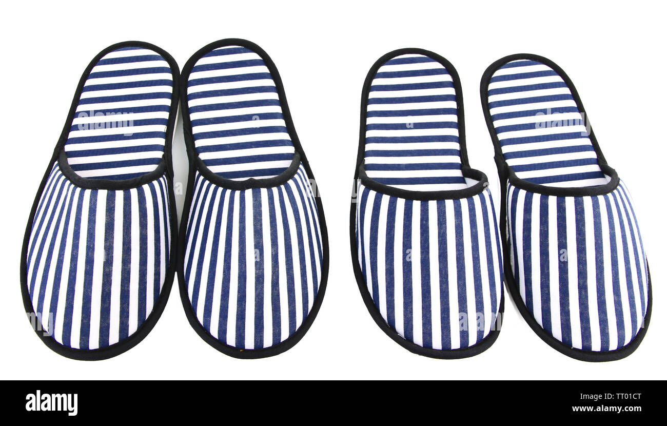 Striped slippers isolated on white Stock Photo - Alamy