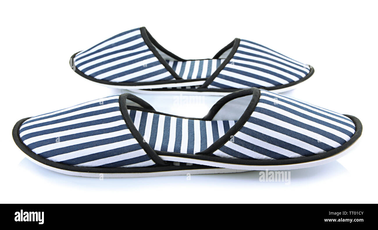 Striped slippers isolated on white Stock Photo - Alamy