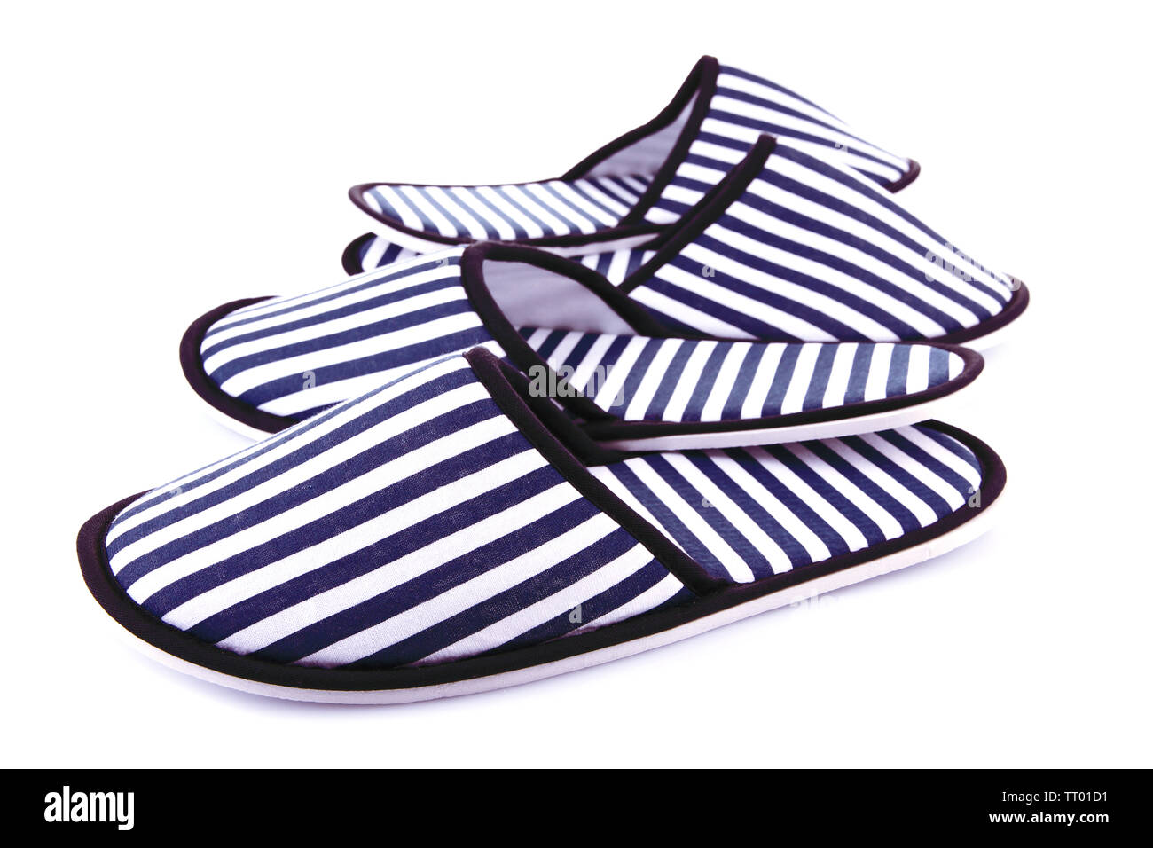 Striped slippers isolated on white Stock Photo - Alamy
