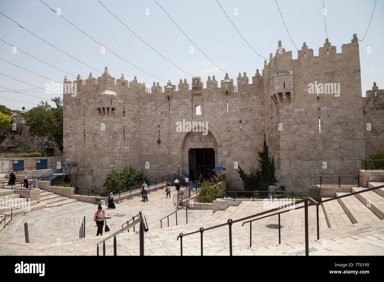 Israel, Jerusalem: Damascus Gate in the Old City, between the Christian ...