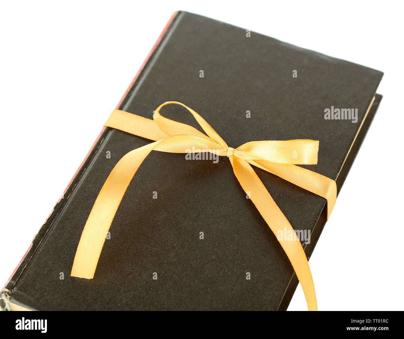 Book wrapped with color ribbon, isolated on white Stock Photo - Alamy