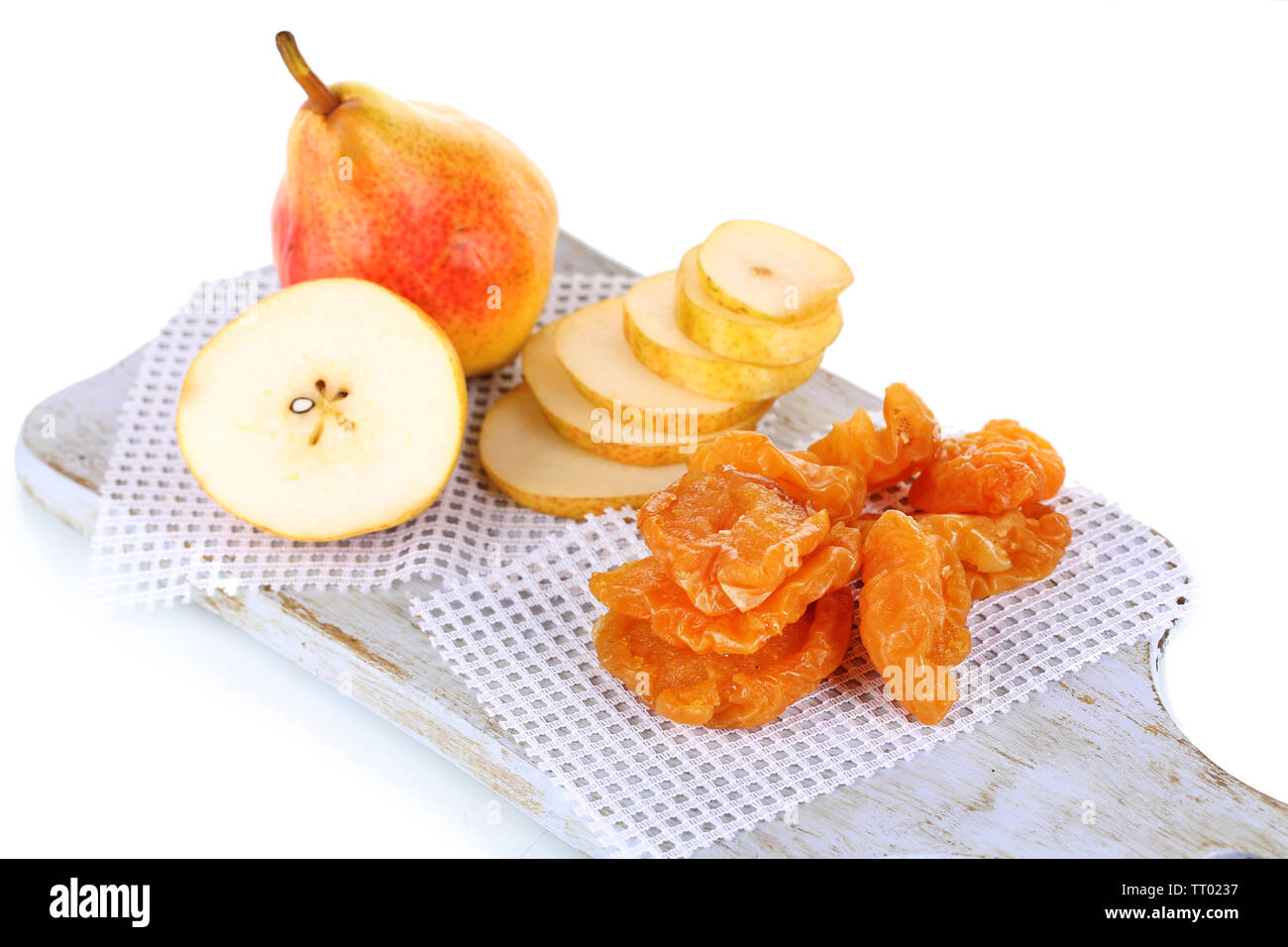 Dried pears, isolated on white Stock Photo - Alamy