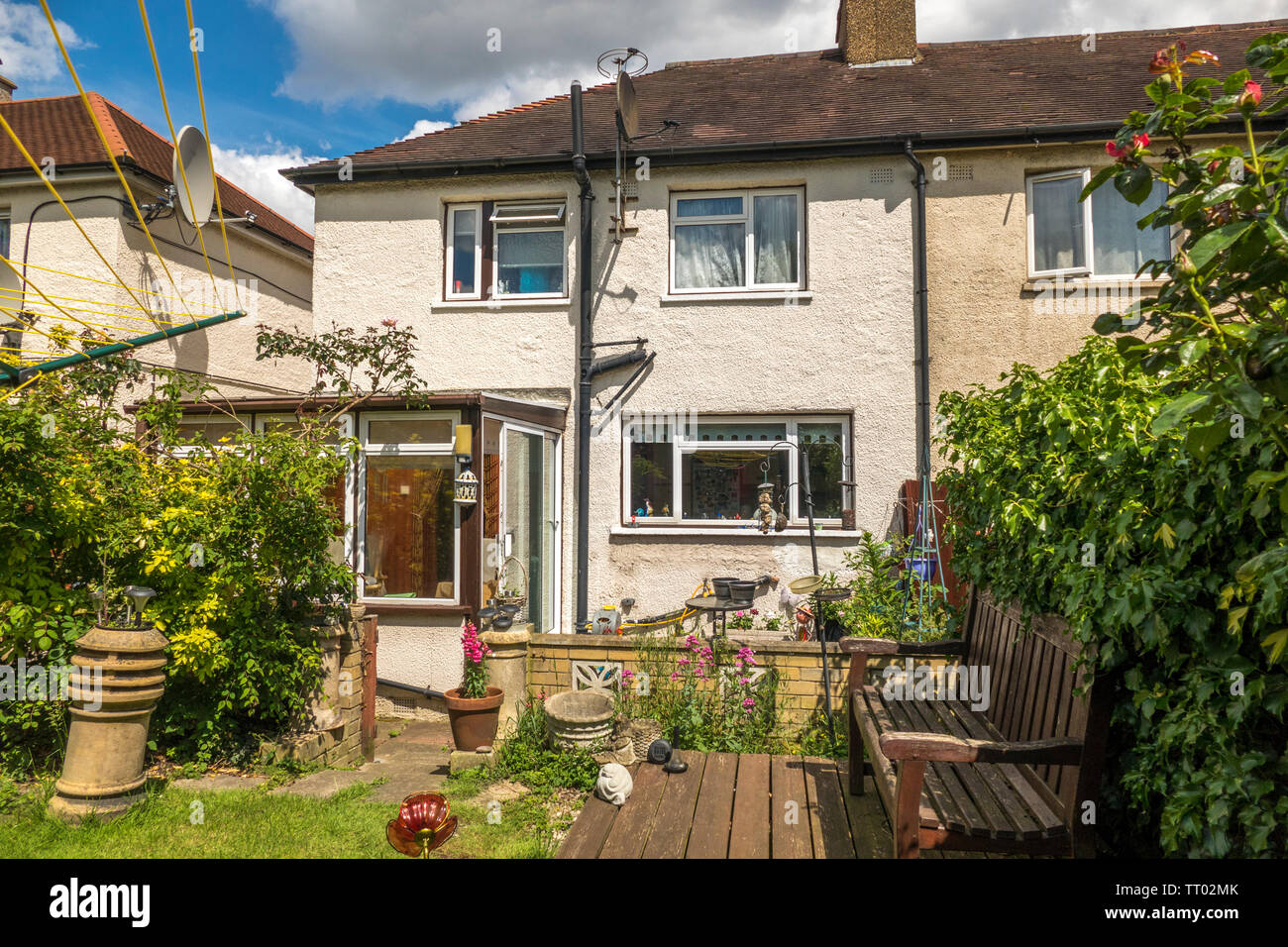 The rear of a modest end of terrace, 1920s, ex-local authority council ...