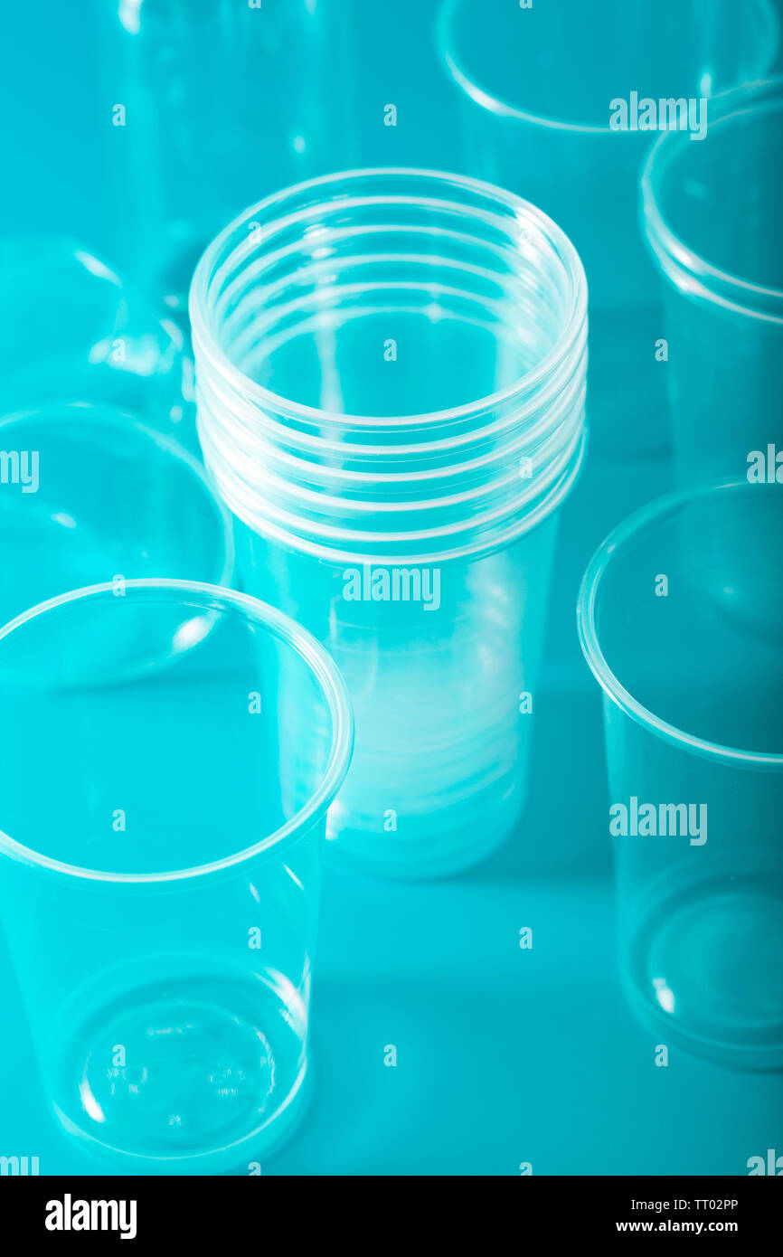 single use plastic cup. concept of recycling plastic, plastic waste ...