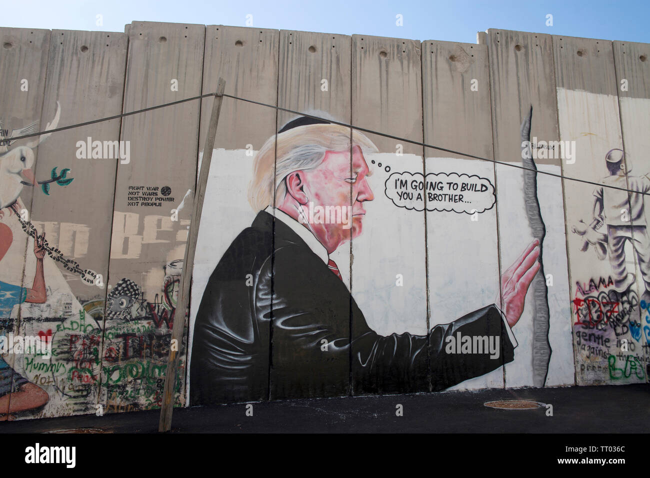 West Bank, Bethlehem: the West Bank wall, a separation barrier between ...