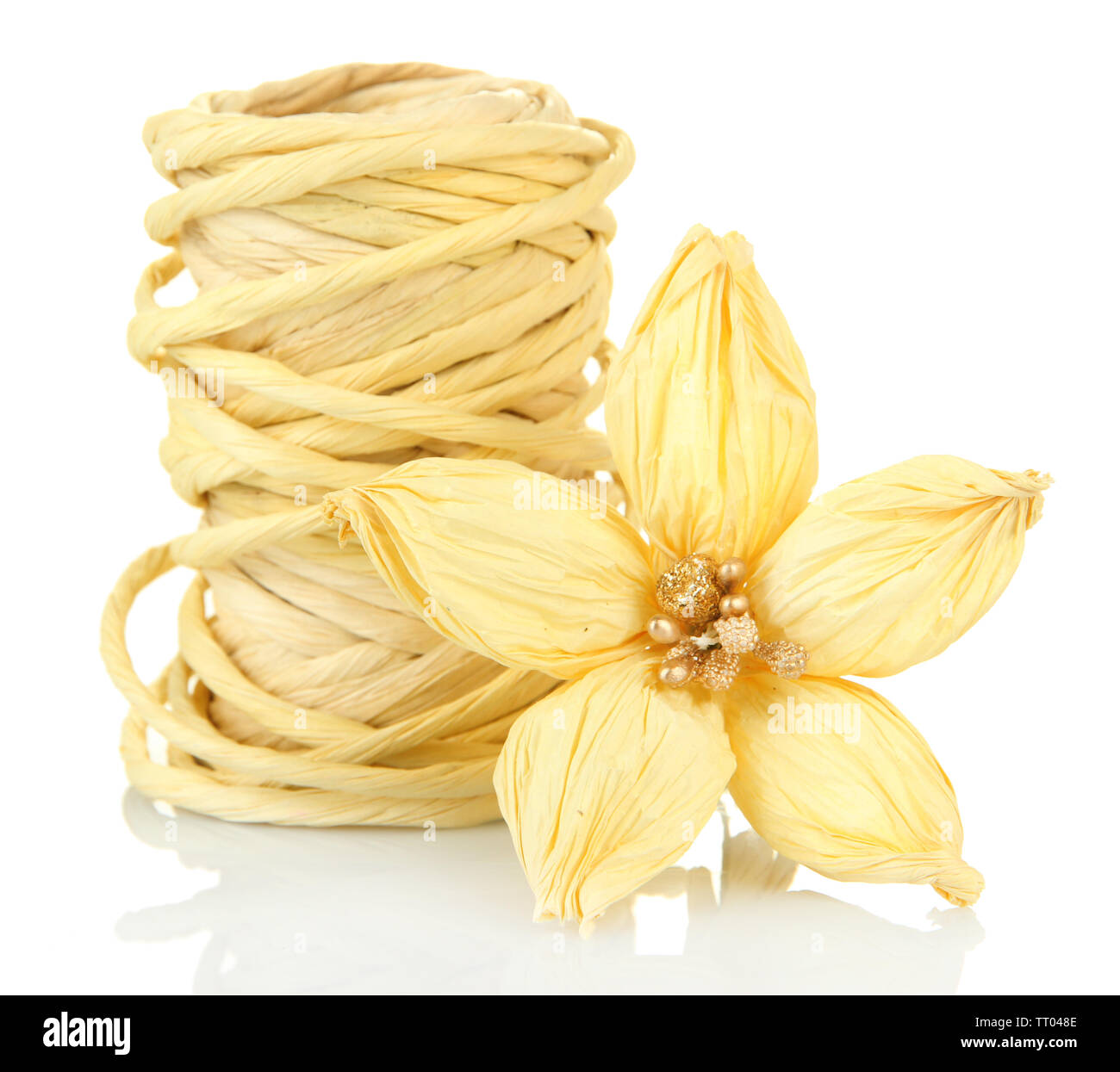 Decorative straw for hand made and flower of straw, isolated on white ...