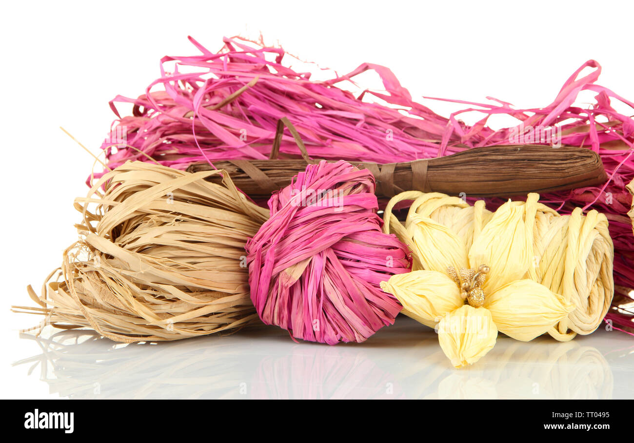 Decorative straw for hand made and flower of straw, isolated on white ...