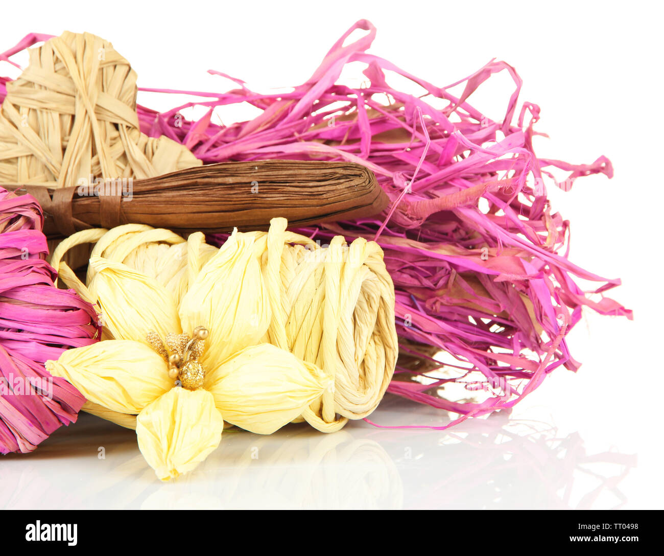 Decorative straw for hand made and flower of straw, isolated on white ...