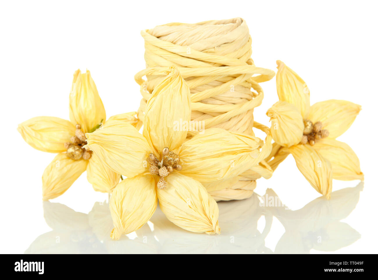 Decorative straw for hand made and flowers of straw, isolated on white ...