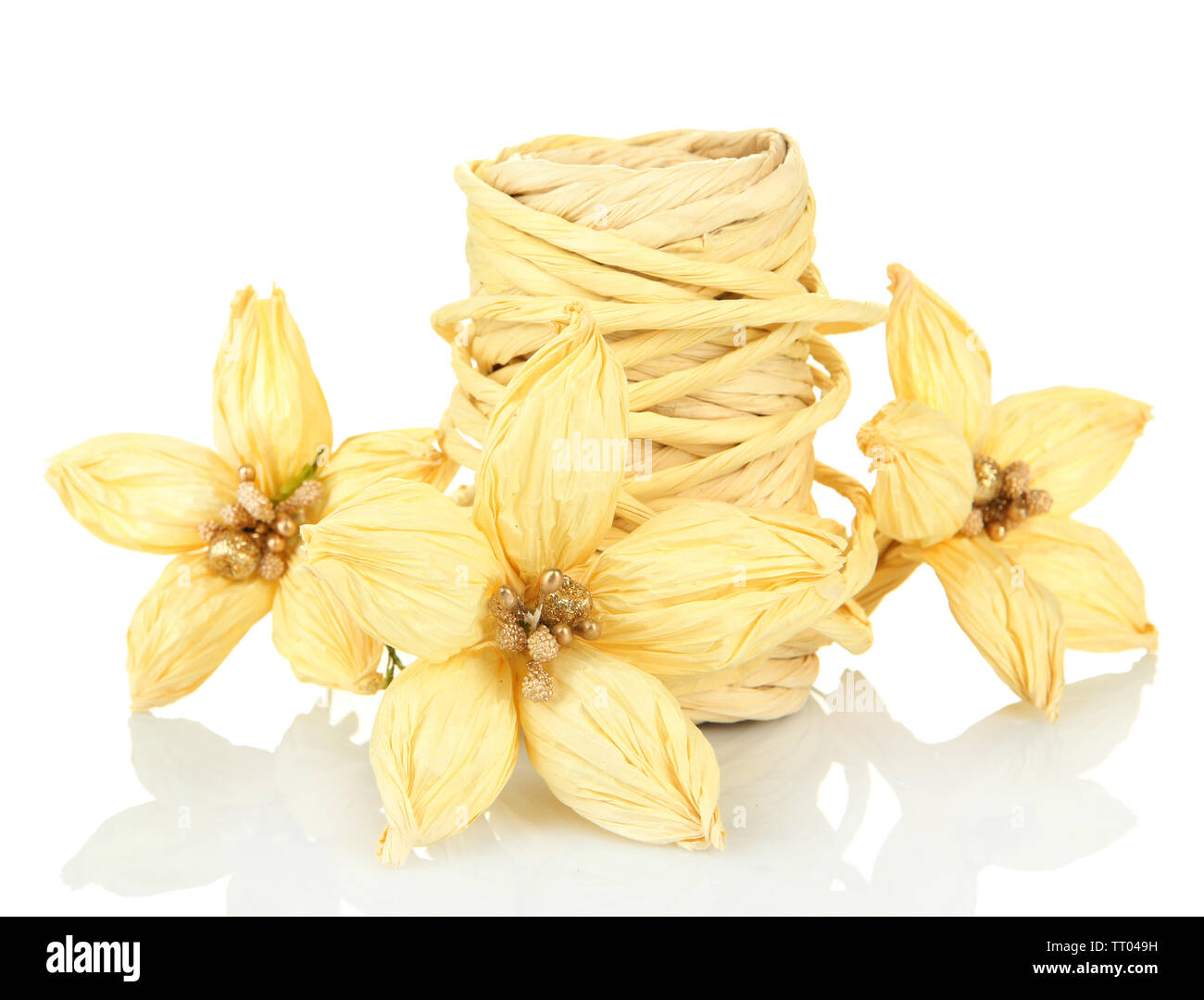 Decorative straw for hand made and flowers of straw, isolated on white ...
