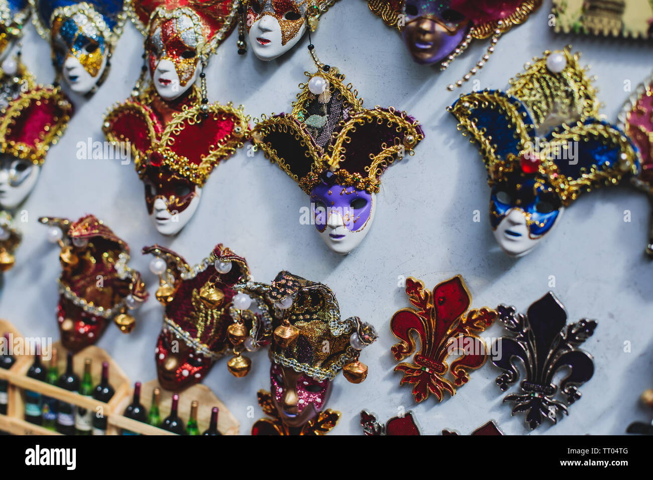 View of traditional tourist souvenirs and gifts from Florence, Tuscany ...