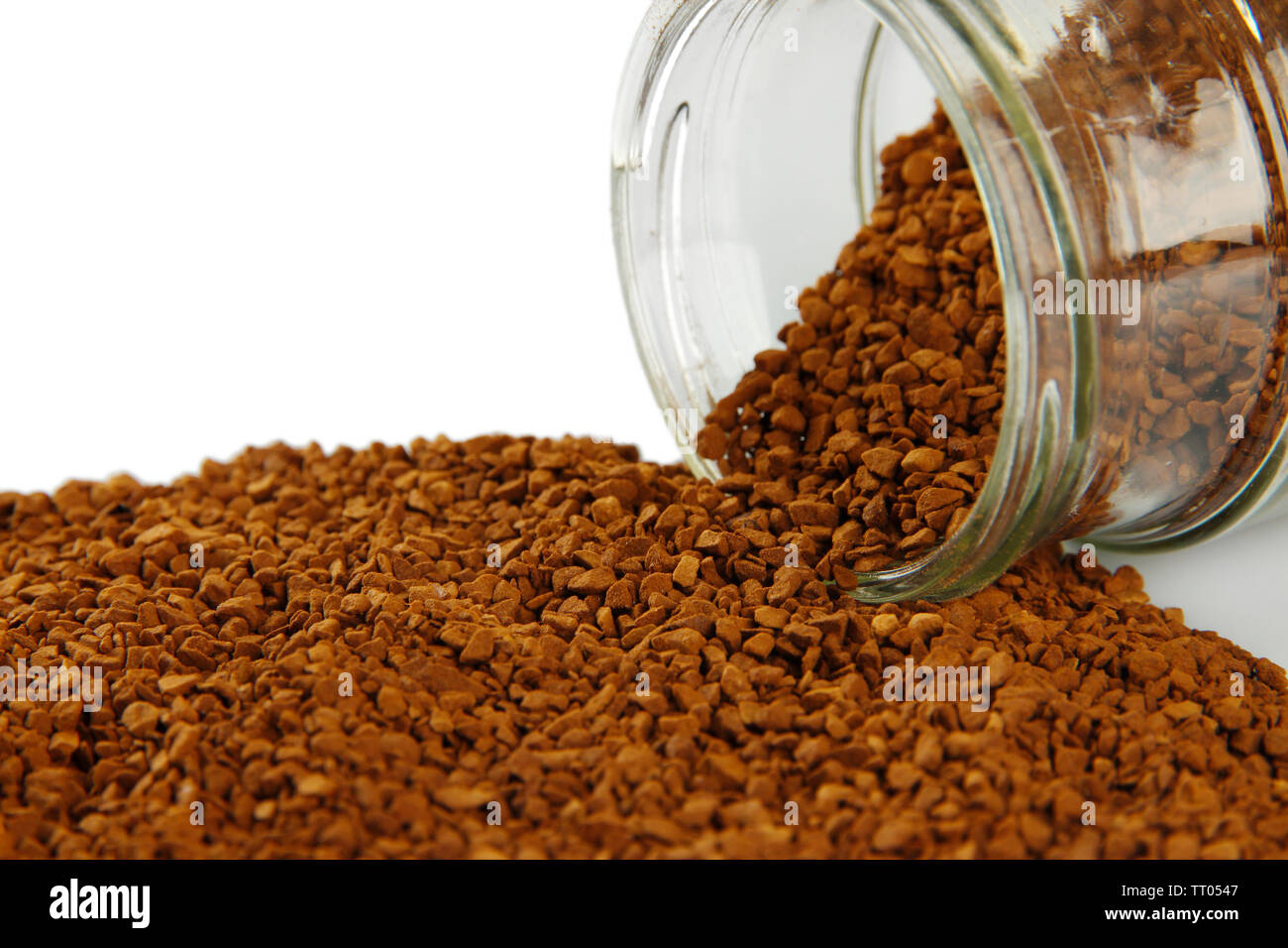 Scattered instant coffee isolated on white Stock Photo - Alamy