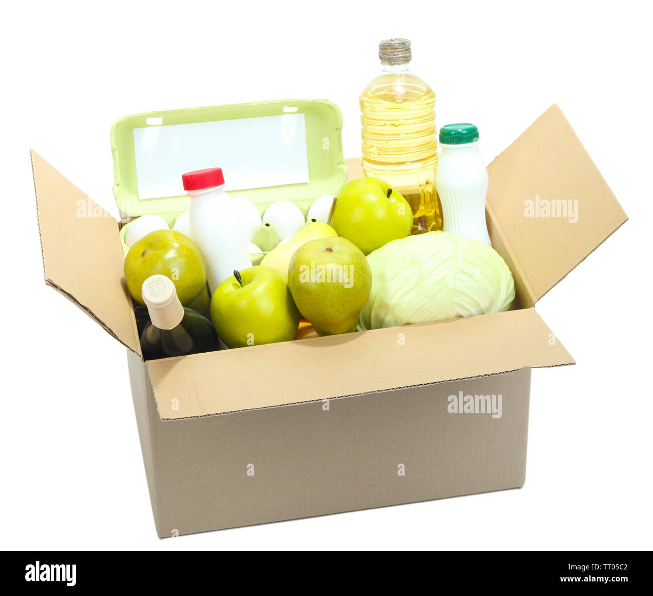 Box with products isolated on white Stock Photo - Alamy