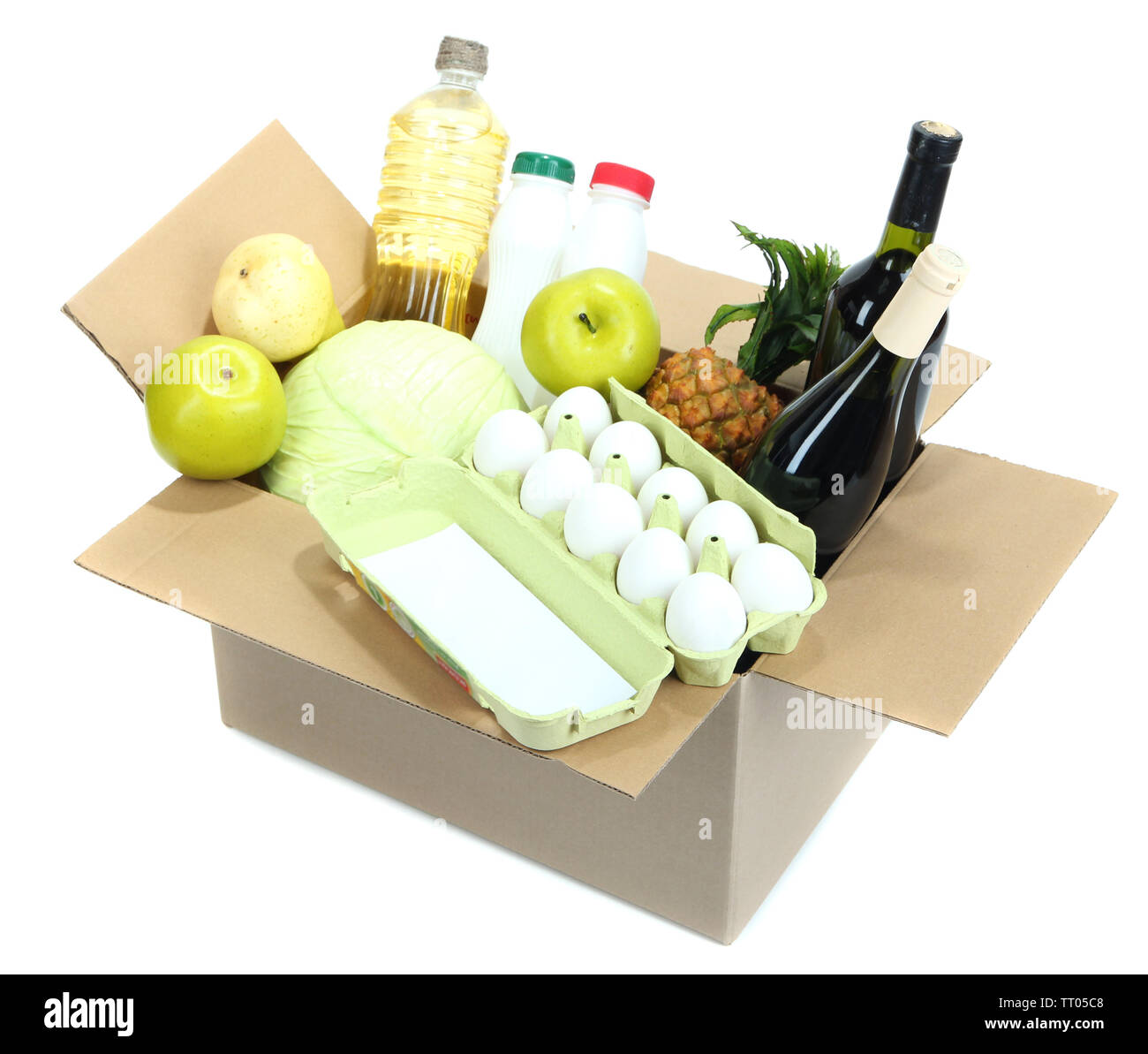 Box with products isolated on white Stock Photo - Alamy