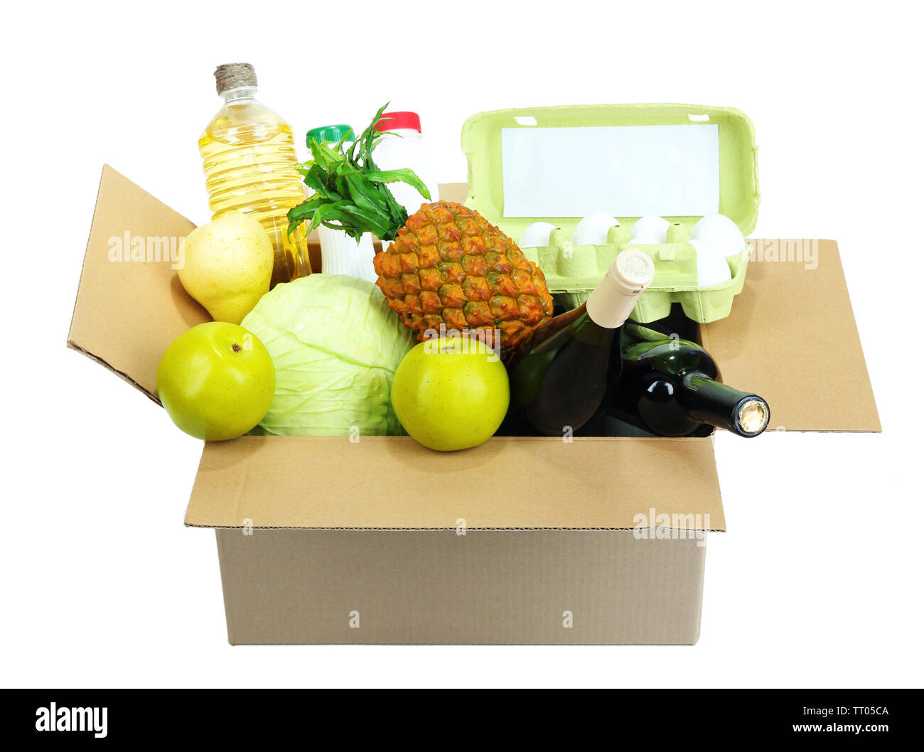 Box with products isolated on white Stock Photo - Alamy