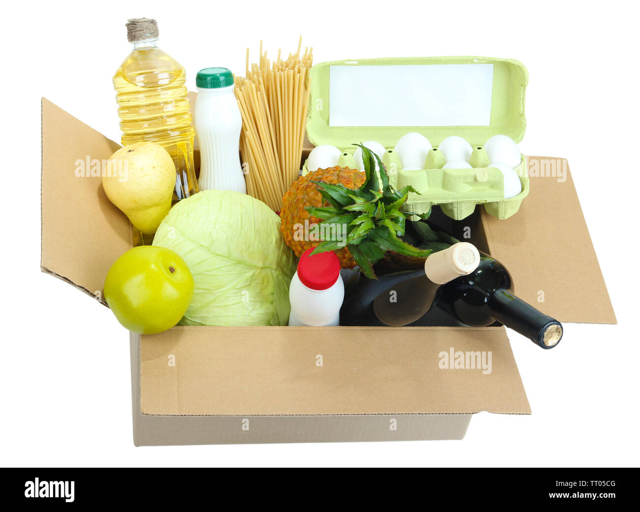 Box with products isolated on white Stock Photo - Alamy