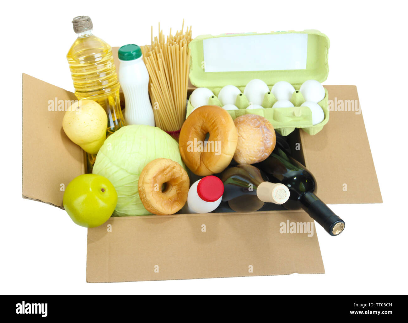 Box with products isolated on white Stock Photo - Alamy
